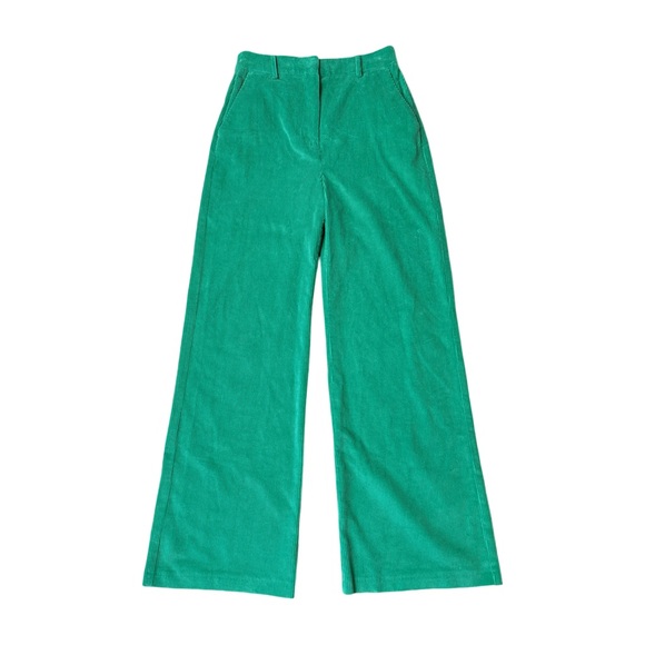 Sezane | Pants & Jumpsuits | Sezane Matheo Green Cotton Wide Leg High ...